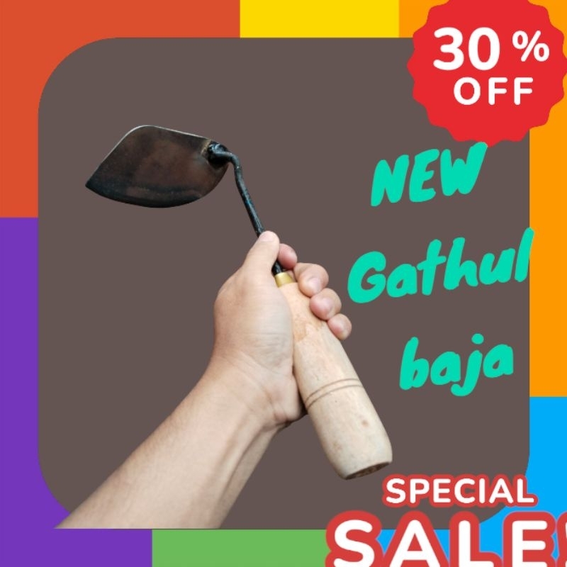 Jual NEW gathul baja miring TANGKAI BESI gagang kayu / koret rumput ...