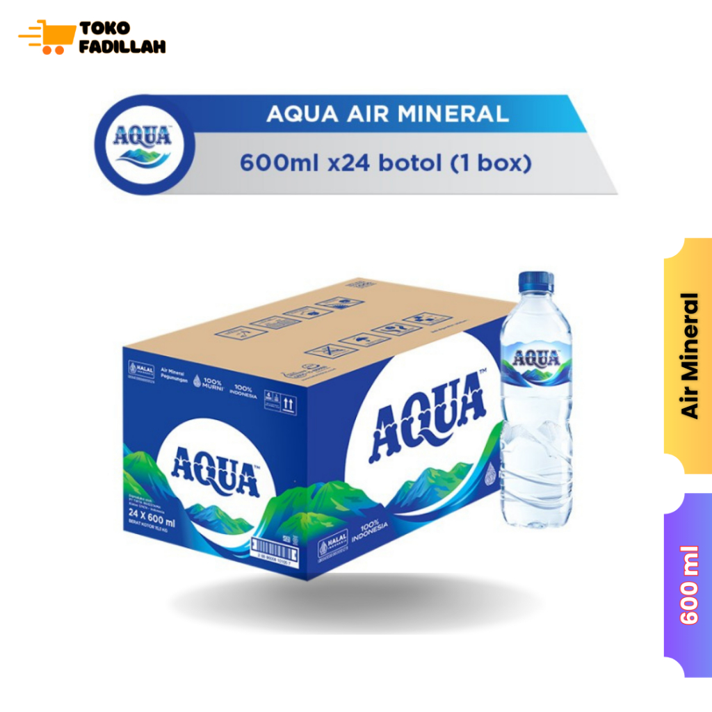 Jual AQUA Air Mineral 600 ml isi 24 Botol (1 Dus) | Shopee Indonesia