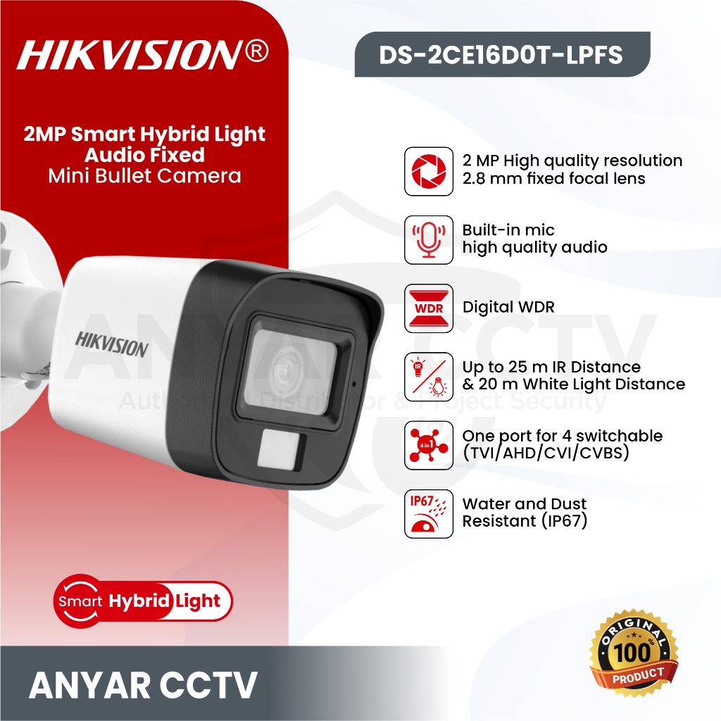 Jual CAMERA HIKVISION DS-2CE16D0T-LPFS 2MP DUAL LIGHT COLORVU + AUDIO MIC | Shopee Indonesia