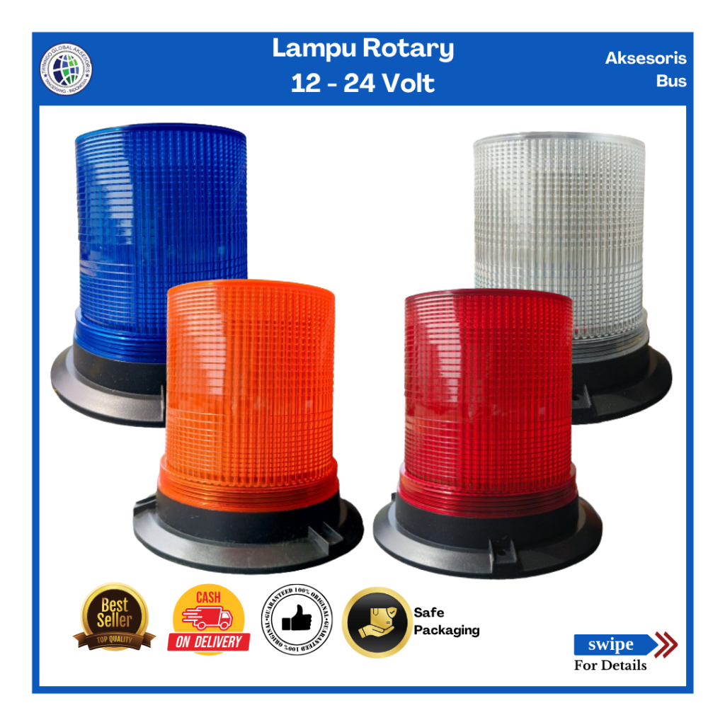 Jual Lampu Rotary Beacon 3 Mode 12volt 24volt/Rotari Blitz Diameter ...