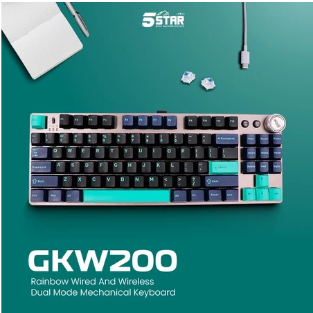 Jual 5Star Gaming - GKW200 Keyboard Mechanical Gaming Wireless 2.4G RGB ...