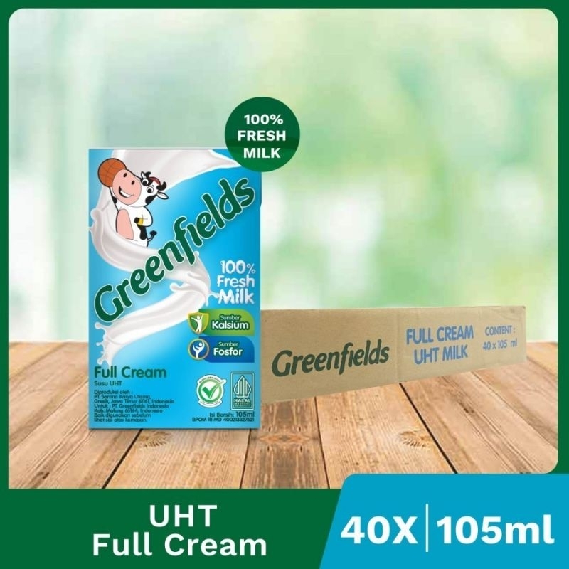 Jual TERMURAH 1 DUS ISI 40 SUSU GREENFIELDS UHT FULL CREAM 105 ML | Shopee Indonesia