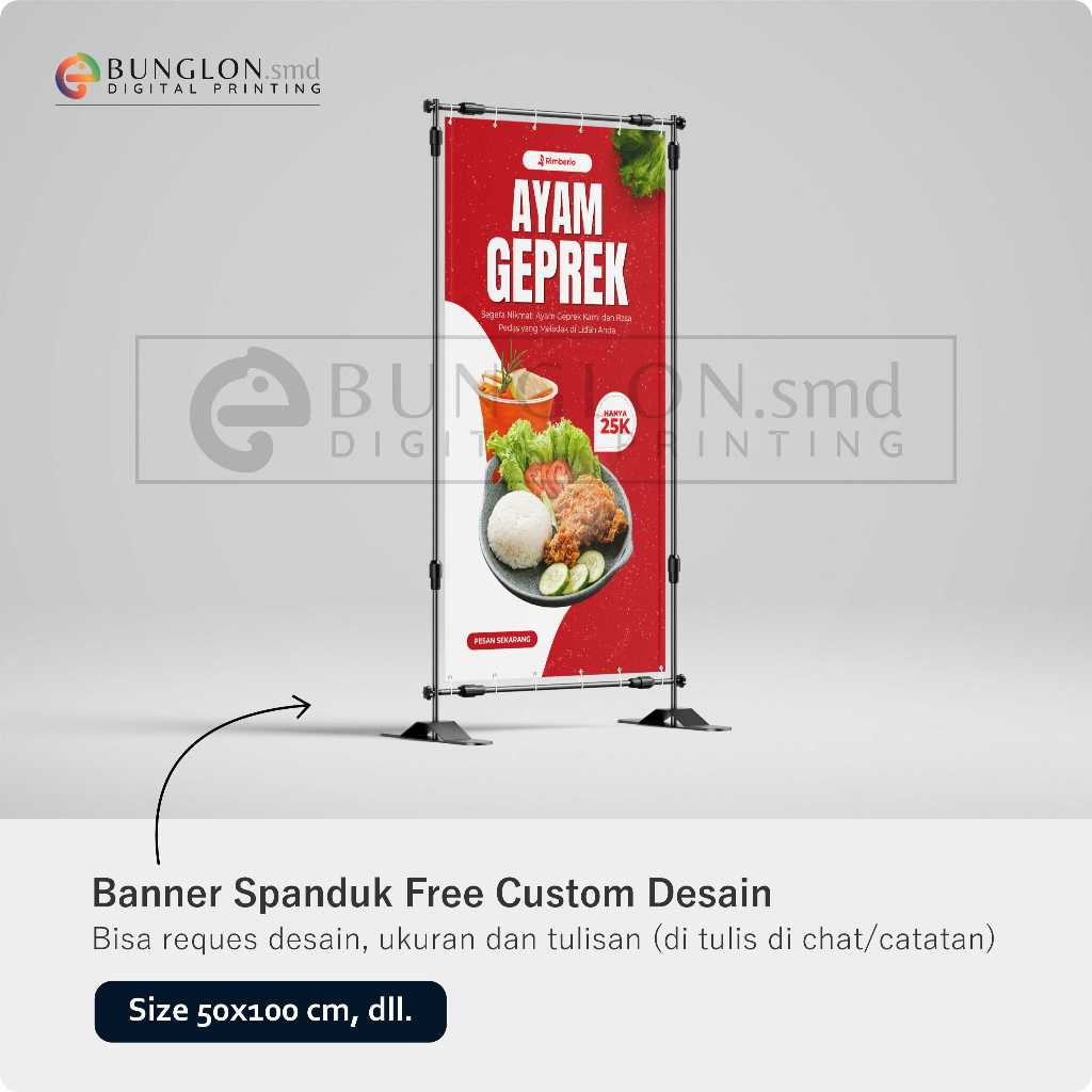 Jual PRINT CETAK SPANDUK BANNER AYAM GEPREK WARNA PUTIH MERAH CUSTOM ...
