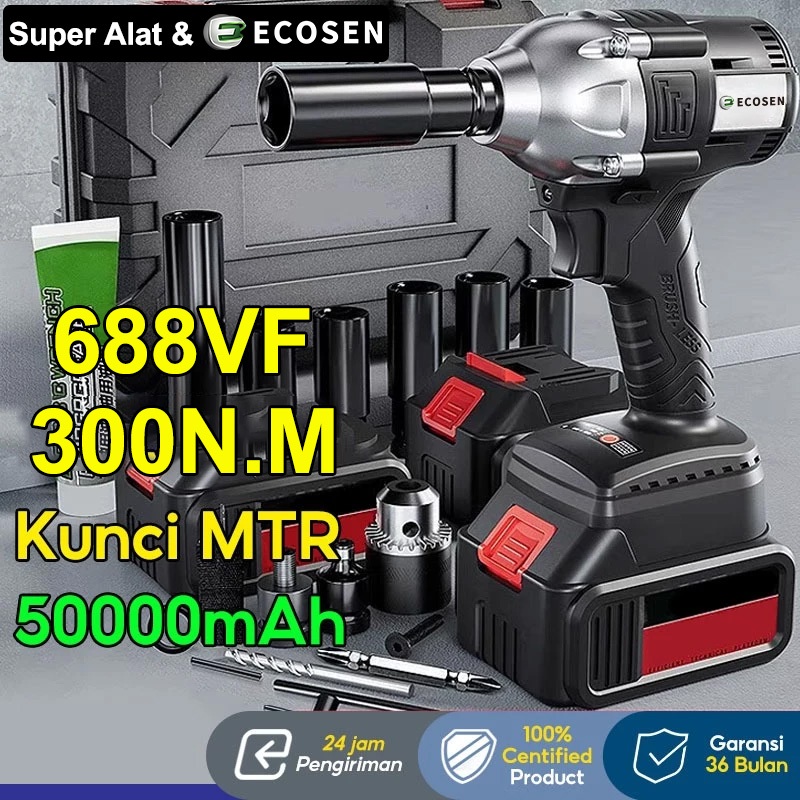 Jual Super Alat Impact Wrench 688V Impact Baterai Brushless 1200N.M ...