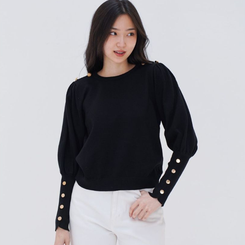 Jual Flair Lush - VANYA | Blouse Puffy Inara / Atasan Lengan Panjang / Puffy Top Knit / Atasan ...