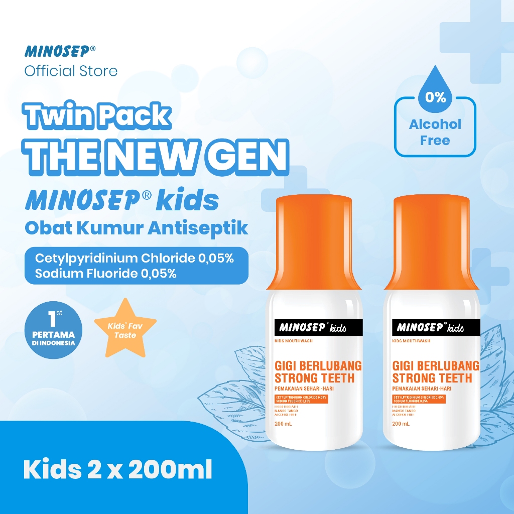 Jual Minosep KIDS Obat Kumur Antiseptik 200ml 2 botol TWIN PACK ...