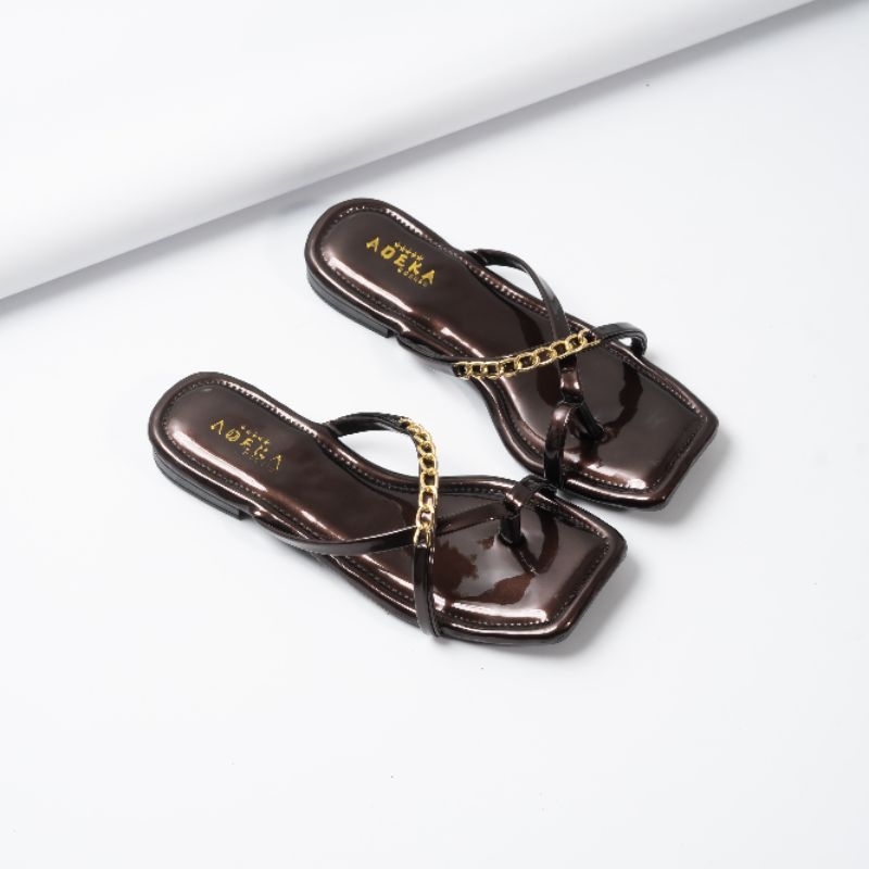 Jual Adk shoes sandal santai LEXIE burgundy combi rantai | Shopee Indonesia