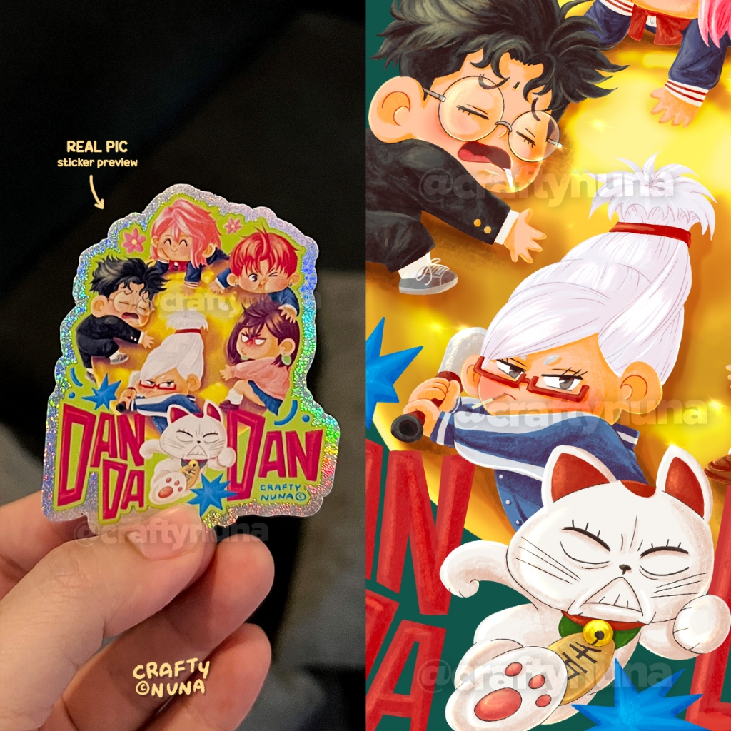 Jual DAN DA DAN FANART HOLOGRAPHIC STICKER dandadan anime stiker diecut ...