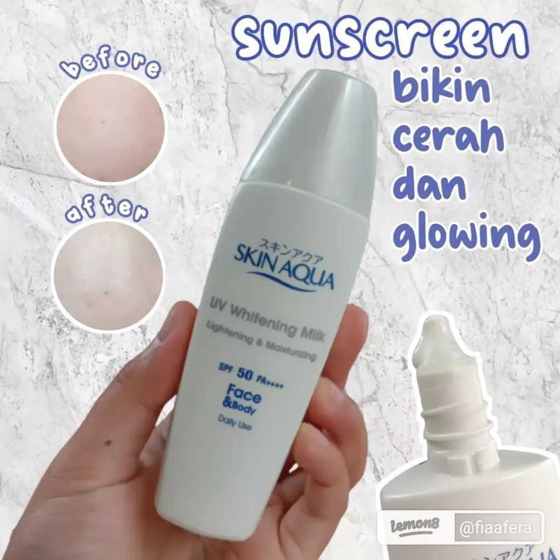 Jual Skin Aqua UV Sunscreen Whitening Milk ( tutup putih ) | Shopee ...