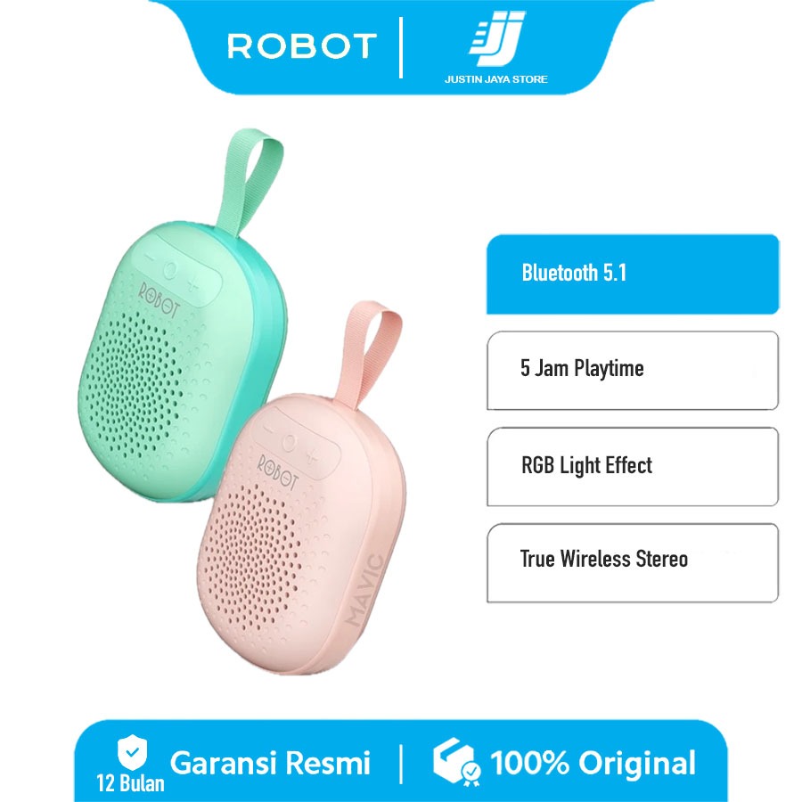 Jual ROBOT RB20 TWS Speaker Bluetooth 5.1 Mini Speaker Aktif Portable With RGB - Garansi Resmi 1 ...