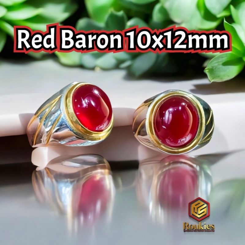 Jual Cincin Batu Red Baron Ukuran 10x12mm Ring Titanium | Shopee Indonesia