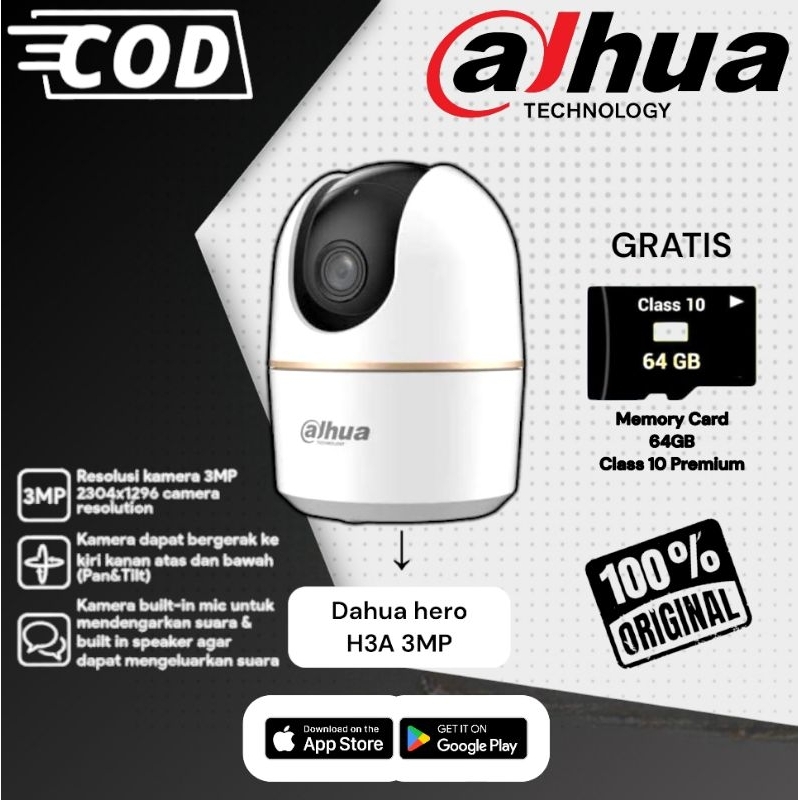 Jual DAHUA HERO A1 3MP DH+H3A Smart Indoor WiFi Pan & Tilt Network ...