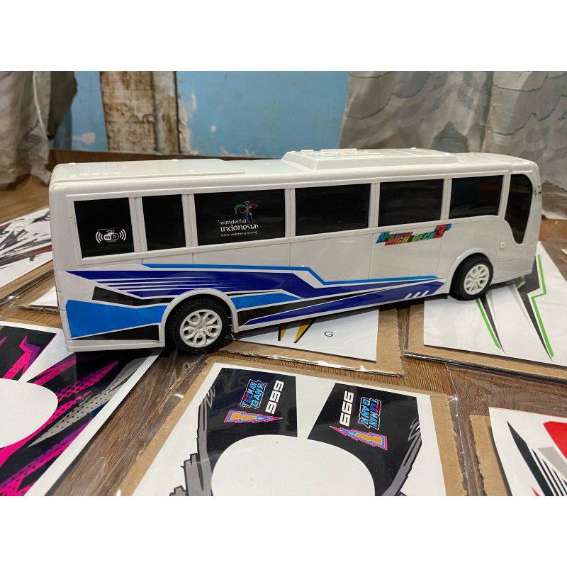 Jual stiker livery miniatur bus biru | Shopee Indonesia
