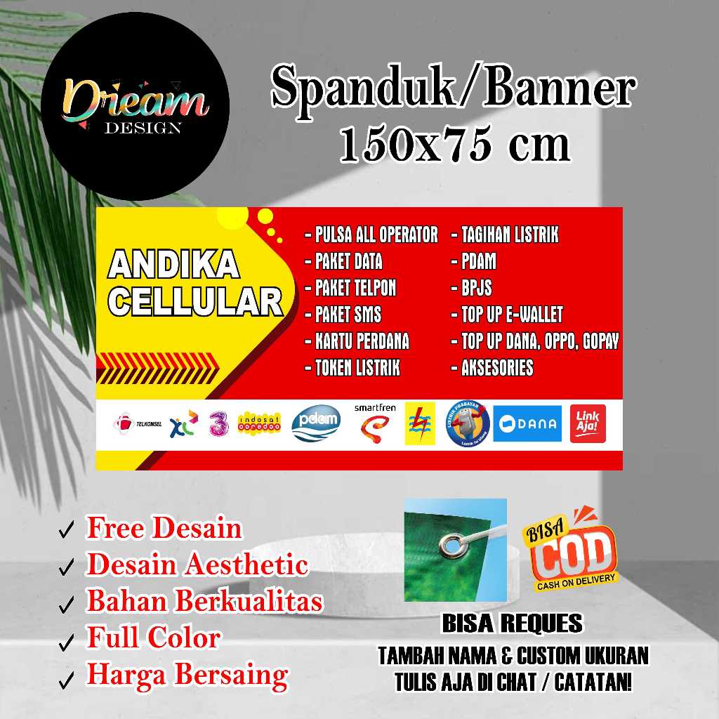Jual Jual Cetak Spanduk Banner 150x75 cm andika cell | Shopee Indonesia