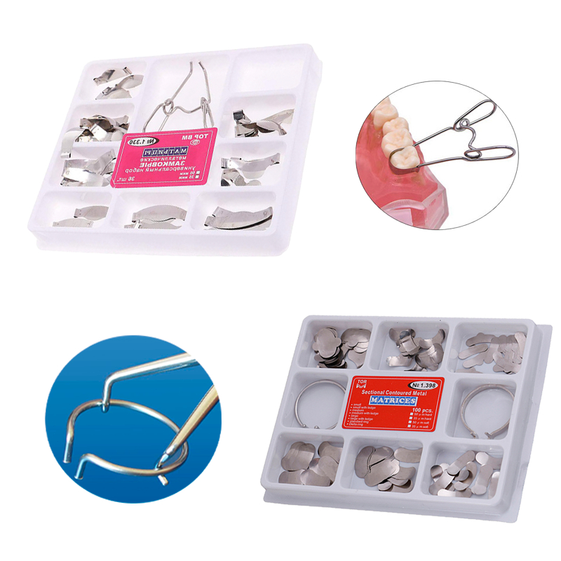 Jual Dental Sectional Contoured Matrix Metal Ginjal Band Wedges Set Isi ...