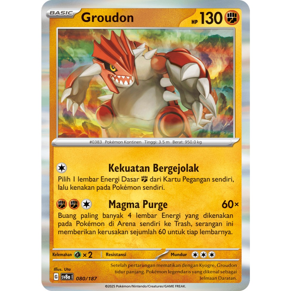 Jual TCG Pokemon Indonesia sv8a Groudon 080/187 FOIL | Shopee Indonesia
