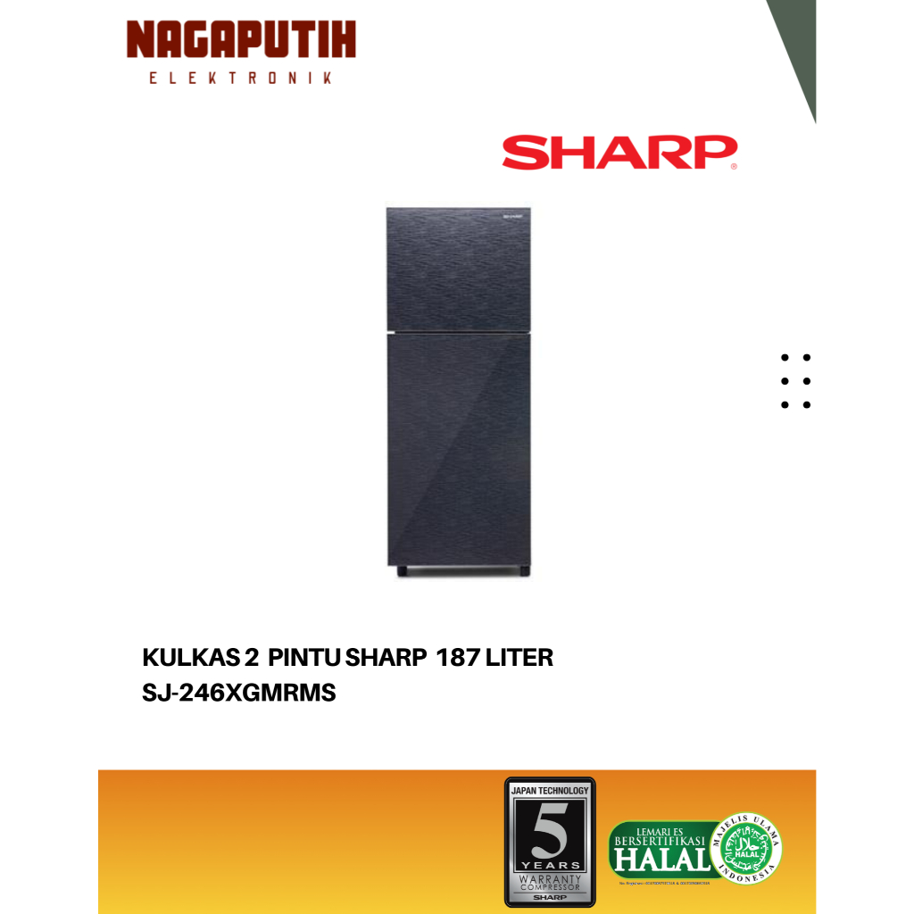 Jual Sharp Kulkas 2 Pintu 187 Liter SJ-246XGMRMS | Shopee Indonesia