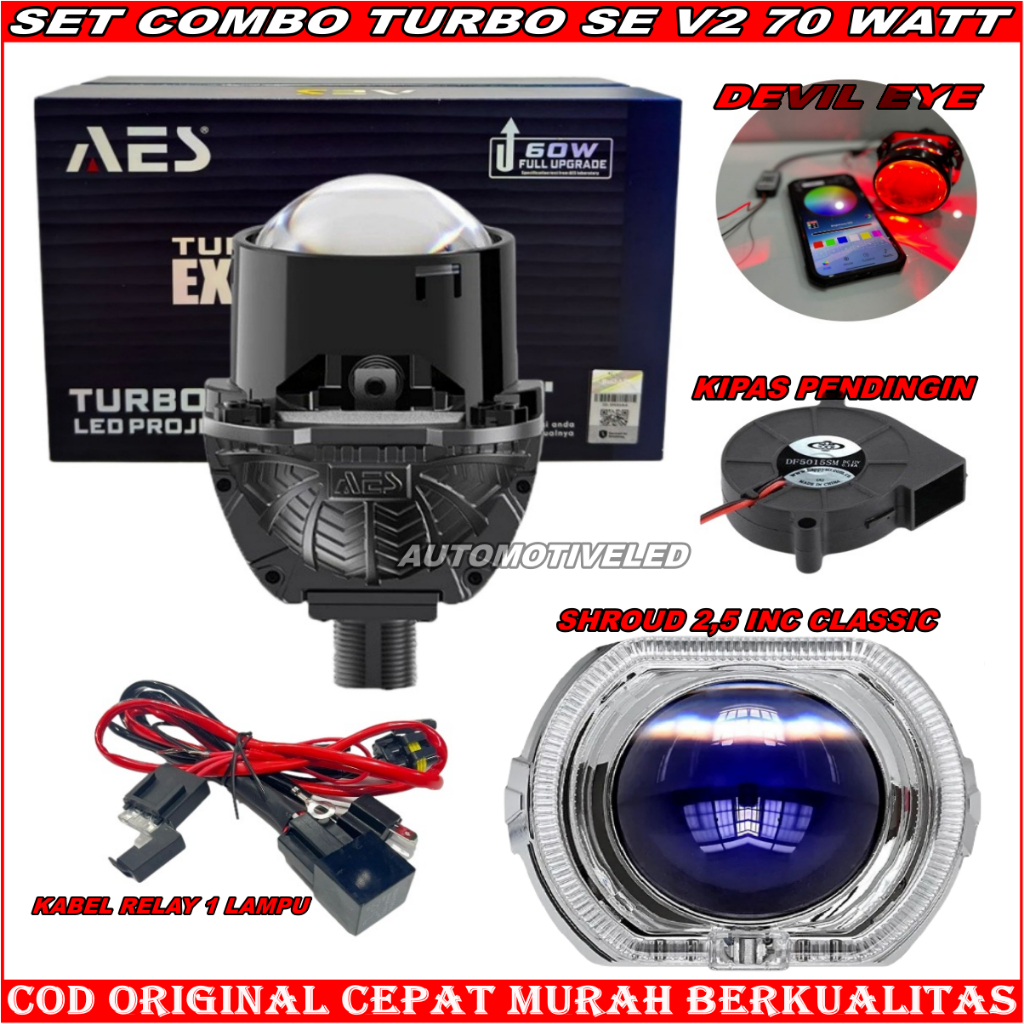 Jual COMBO PAKET HEMAT BILED TURBO SE V2 70 WATT ORIGINAL BILED AES ...