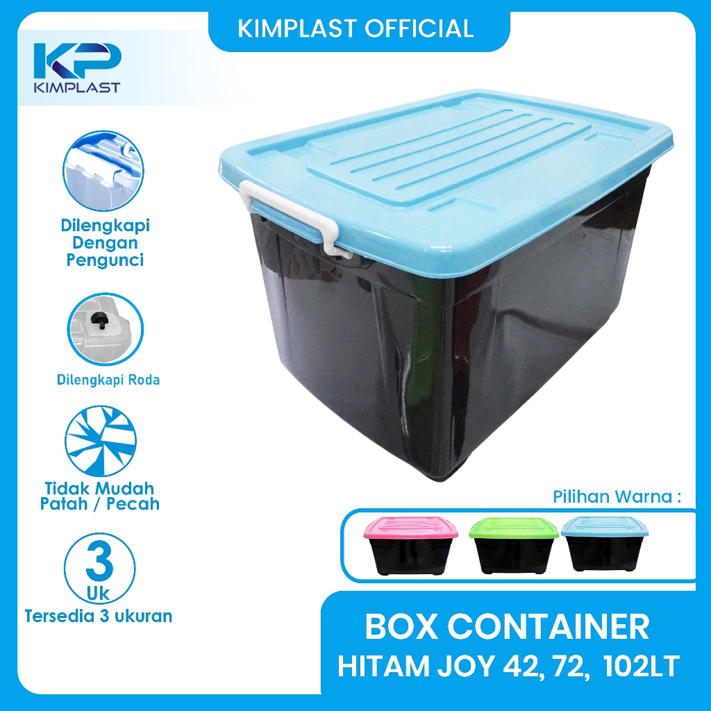 Jual KIMPLAST BOX CONTAINER JOY HITAM 42 LT/ Kotak Penyimpanan/ Box ...