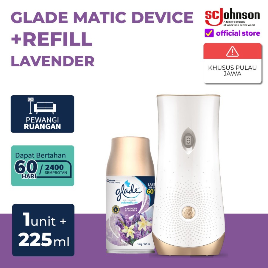 Jual Glade Matic Device + Gratis Refill Lavender 225ml KHUSUS PULAU JAWA | Shopee Indonesia