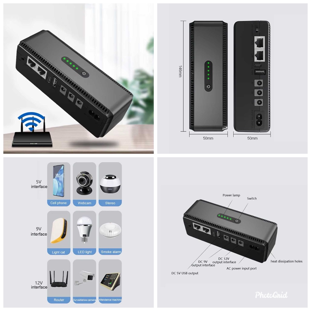 Jual ups mini power supply backup router multiple output 5v 9v 12v usb ...