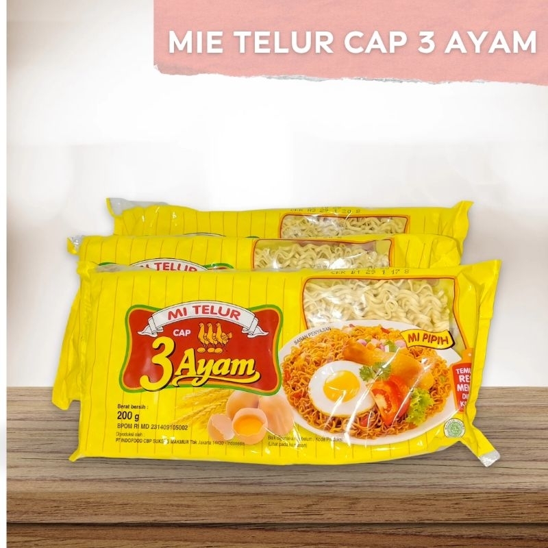Jual MIE TELUR CAP 3 AYAM 200 GR | Shopee Indonesia