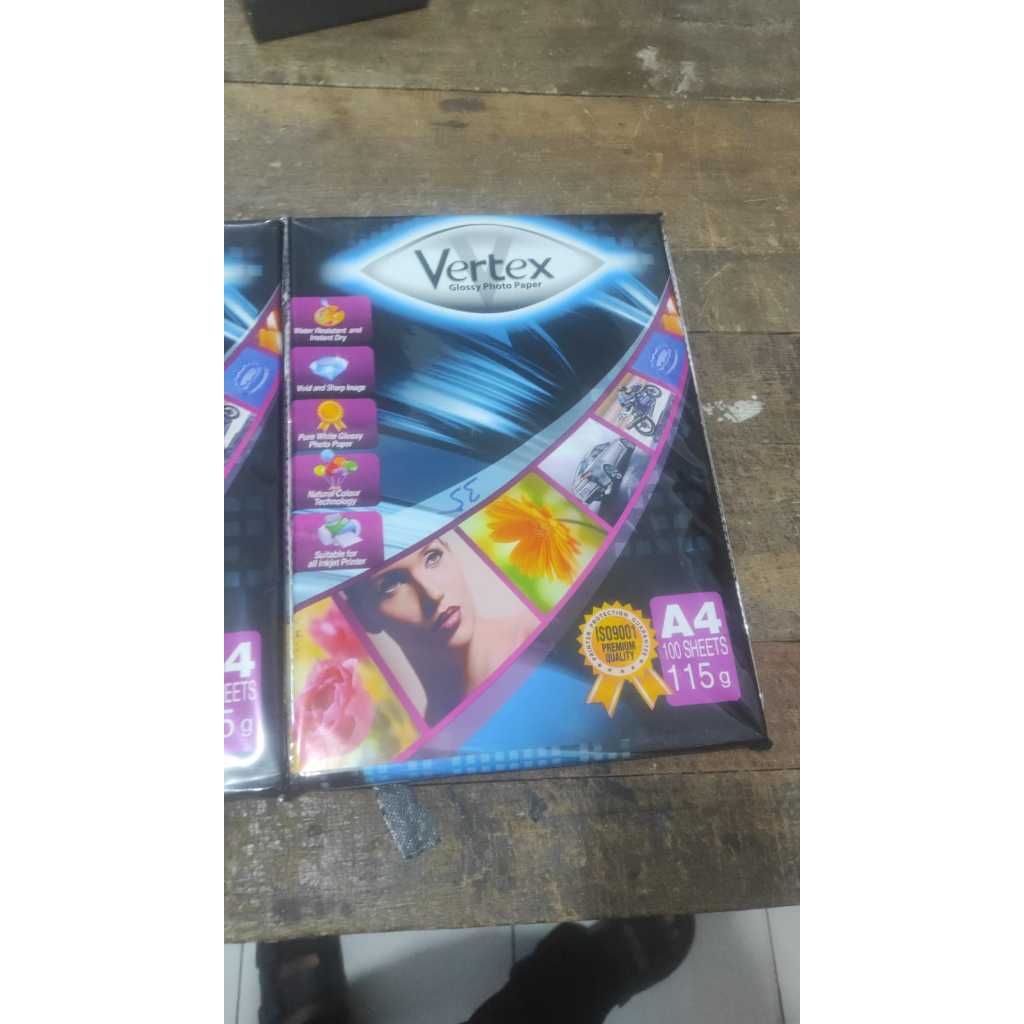 Jual Kertas Foto Vertex A4 / Glossy Photo Paper 115gram (100 sheets ...
