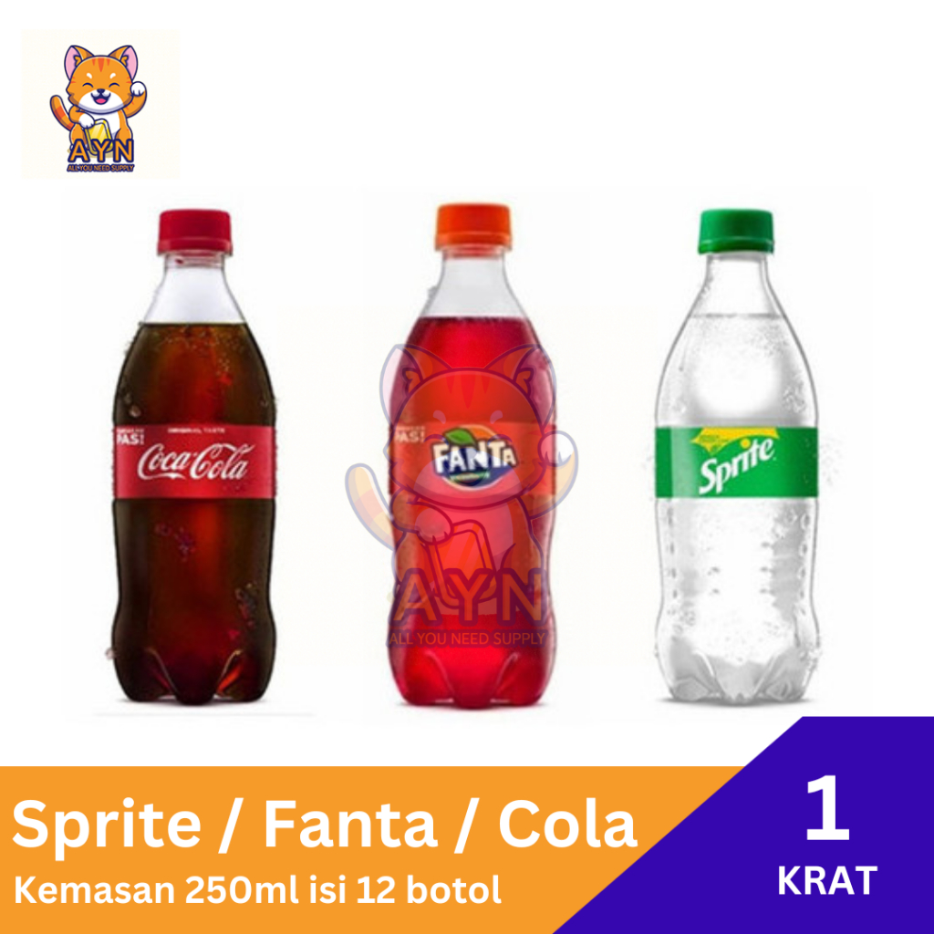 Jual Sprite / Fanta / Coca Cola 250 ml [ 1 krat isi 12 botol ] | Shopee Indonesia