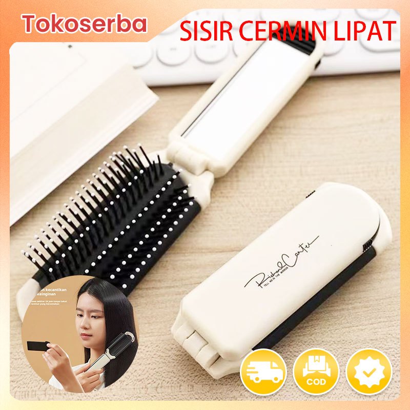Jual Sisir lipat putih susu sisir mini portabel dengan cermin ...
