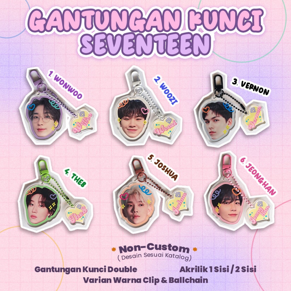 Jual Gantungan Kunci Seventeen kpop Double Akrilik Rainbow Clip & Beadchain Desain / Ganci ...