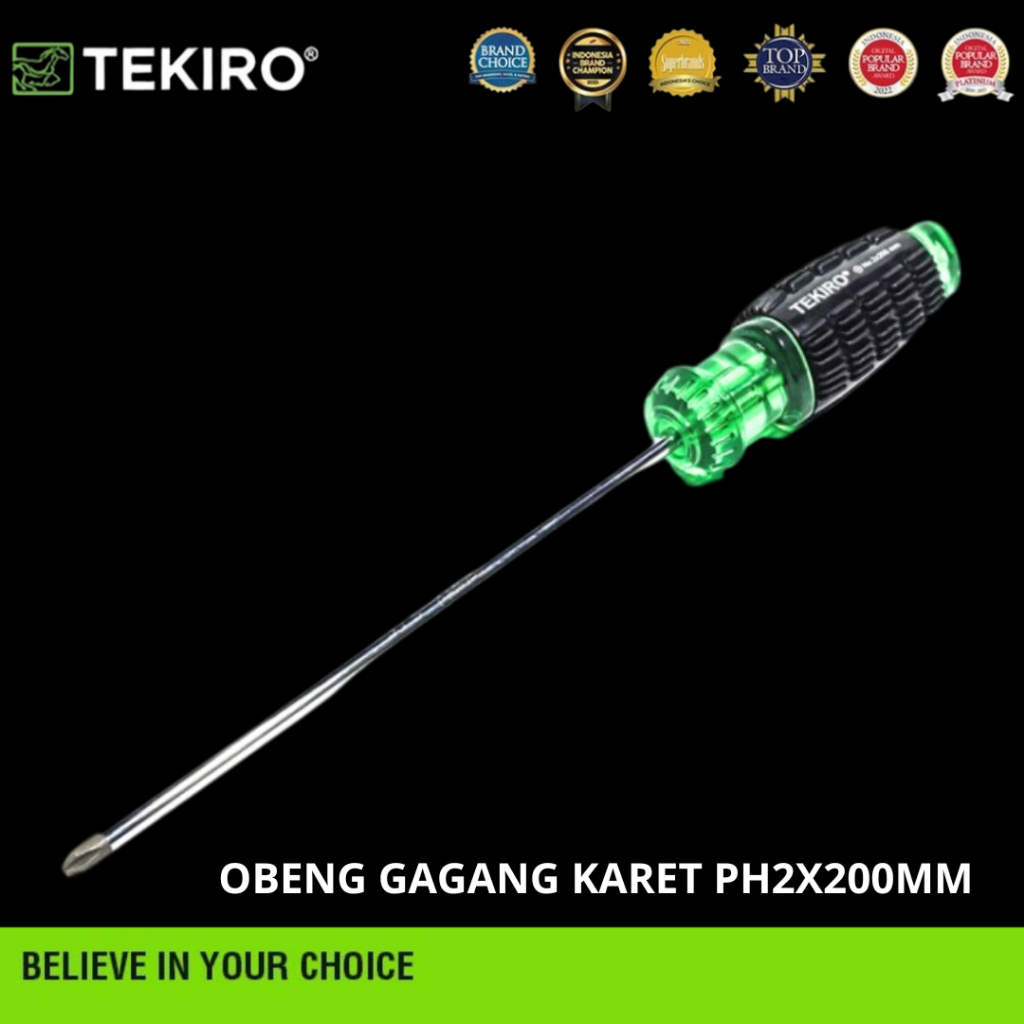 Jual Tekiro Obeng Gagang Karet Hijau (+) PH 2X200 Mm / Obeng Plus ...