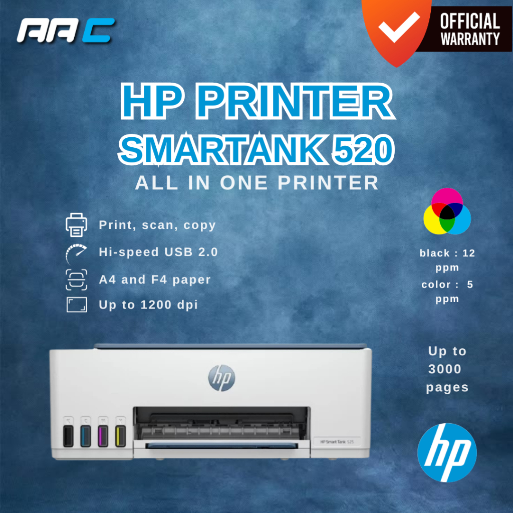 Jual PRINTER HP SMARTANK 520 PRINT SCAN COPY AIO 520 ALL-IN-ONE MULTIBorderless A4 Bergaransi ...