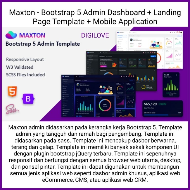 Jual Maxton - Bootstrap 5 Admin Dashboard + Landing Page Template + Mobile Application | Shopee ...