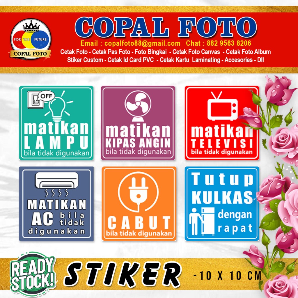 Jual Stiker Hemat Energi Size 10x10 cm persegi Indoor | Shopee Indonesia