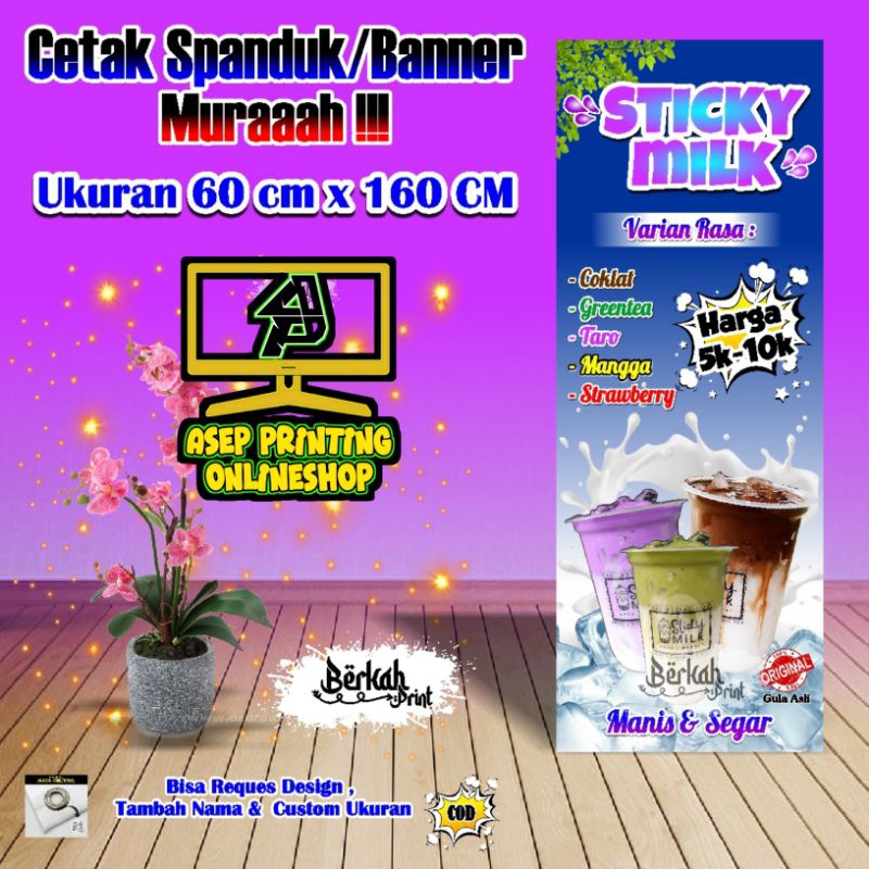 Jual Banner Sticky Milk model Terbaru Custome Desain dan nama - Bahan ...