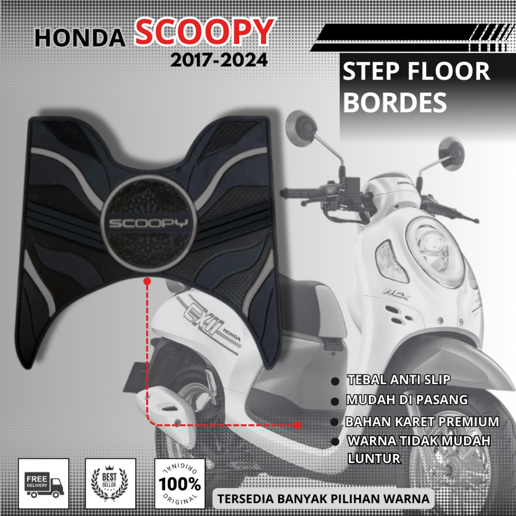 Jual Step Floor Bordes Karpet Honda scoopy Grey/Abu Abu Karpet Alas Kaki Scoopy Bahan Karet ...