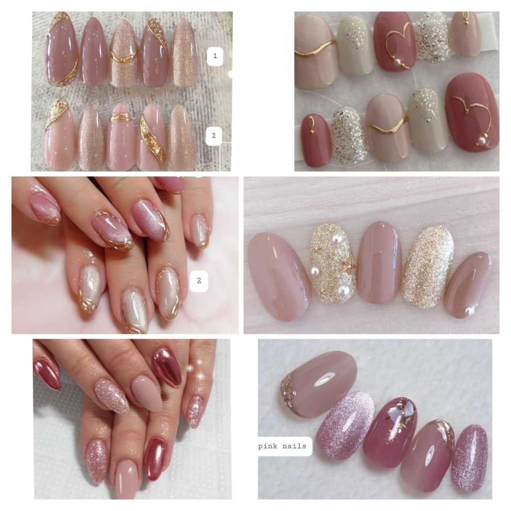 Jual PRESS ON NAILS Fake nails Pink, Cat eye, simpel, glitter kupu kupu ...
