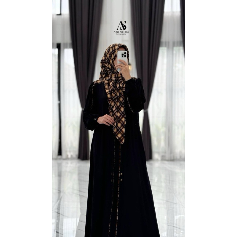 Jual GAMIS SET HIJAB HITAM SQUARE BY ANJANI STORE | Shopee Indonesia