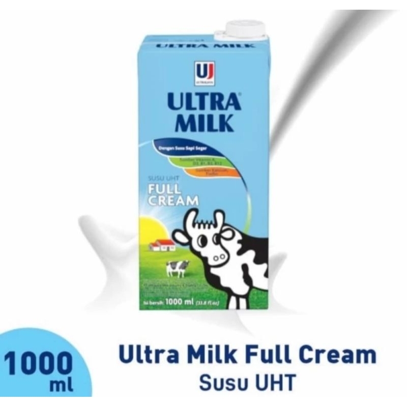 Jual Susu Ultra Full Cream 1 liter susu ultra 1000 ml 1 dus isi 12pc | Shopee Indonesia
