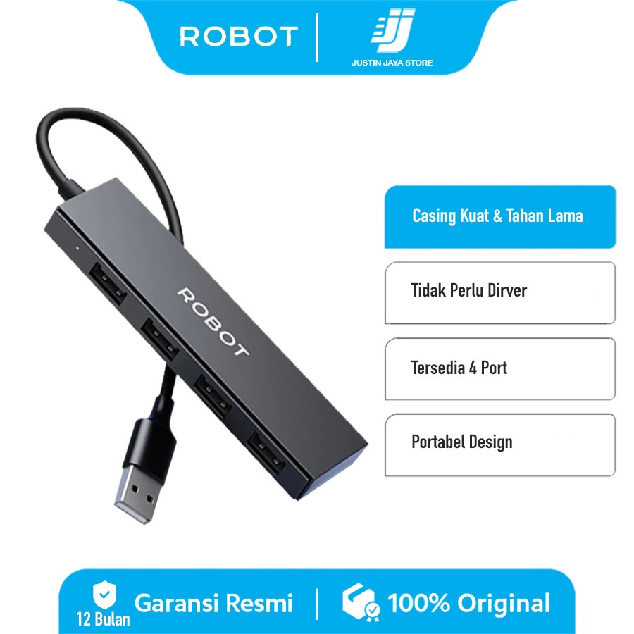 Jual ROBOT H130 USB HUB 4 Port USB 2.0 Portable Multi Function 4 in 1 Transmision Speed 480Mbps ...