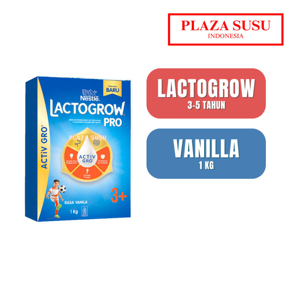 Jual NESTLE LACTOGROW PRO 3+ VANILA 1 KG SUSU PERTUMBUHAN ANAK 3 - 5 ...