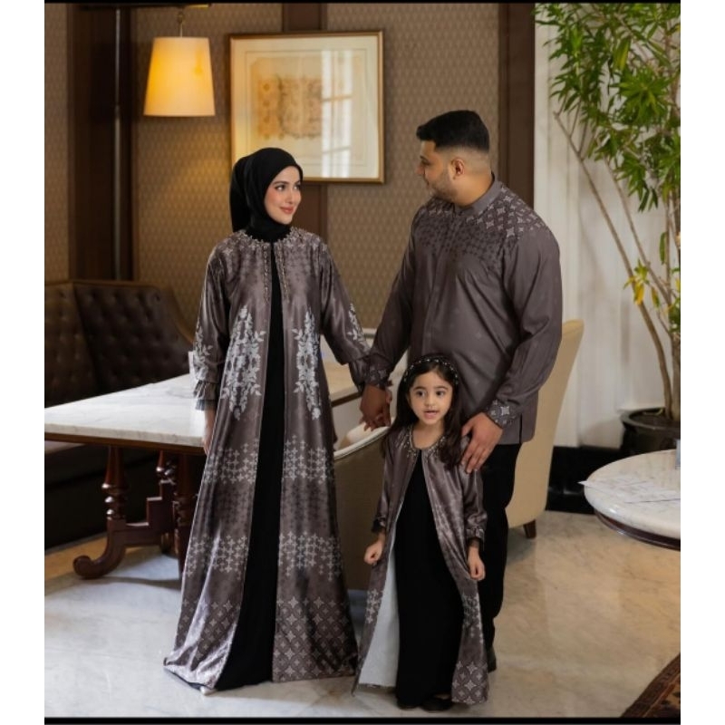 Jual Famset 2 Browny XXL RAHEEMA DRESS ATALIAA by Kaleela | Shopee ...