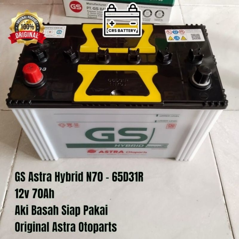 Jual Aki Mobil GS Astra Hybrid N70 - 65D31R 70Ah Accu Basah Siap Pakai | Shopee Indonesia