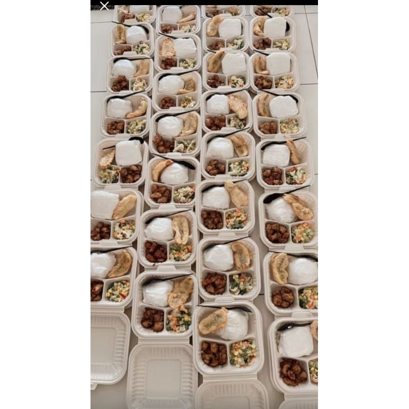 Jual Meal Box Plastik Sekat 3 (Merak MB 1B) warna Cream / Kotak makan ...