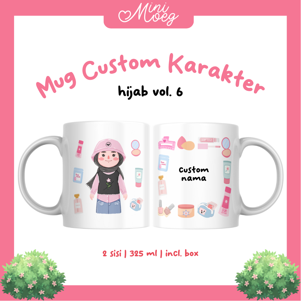 Jual MUG GELAS CUSTOM KARAKTER WANITA HIJAB VOL. 6 HADIAH GIFT ULANG ...