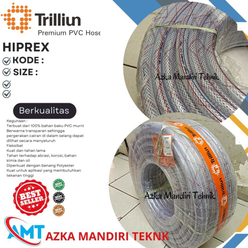 Jual SELANG AIR SERAT BENANG TRILIUN HIPREX 1/2 INCHI ID.12MM 1 ROLL ...