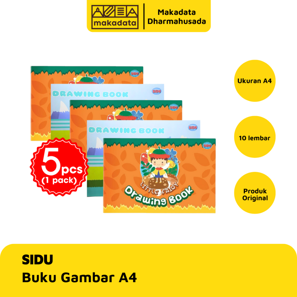 Jual PROMO ! DRAWING BOOK / BUKU GAMBAR SIDU UKURAN A4 (1 PACK ISI 5 ...