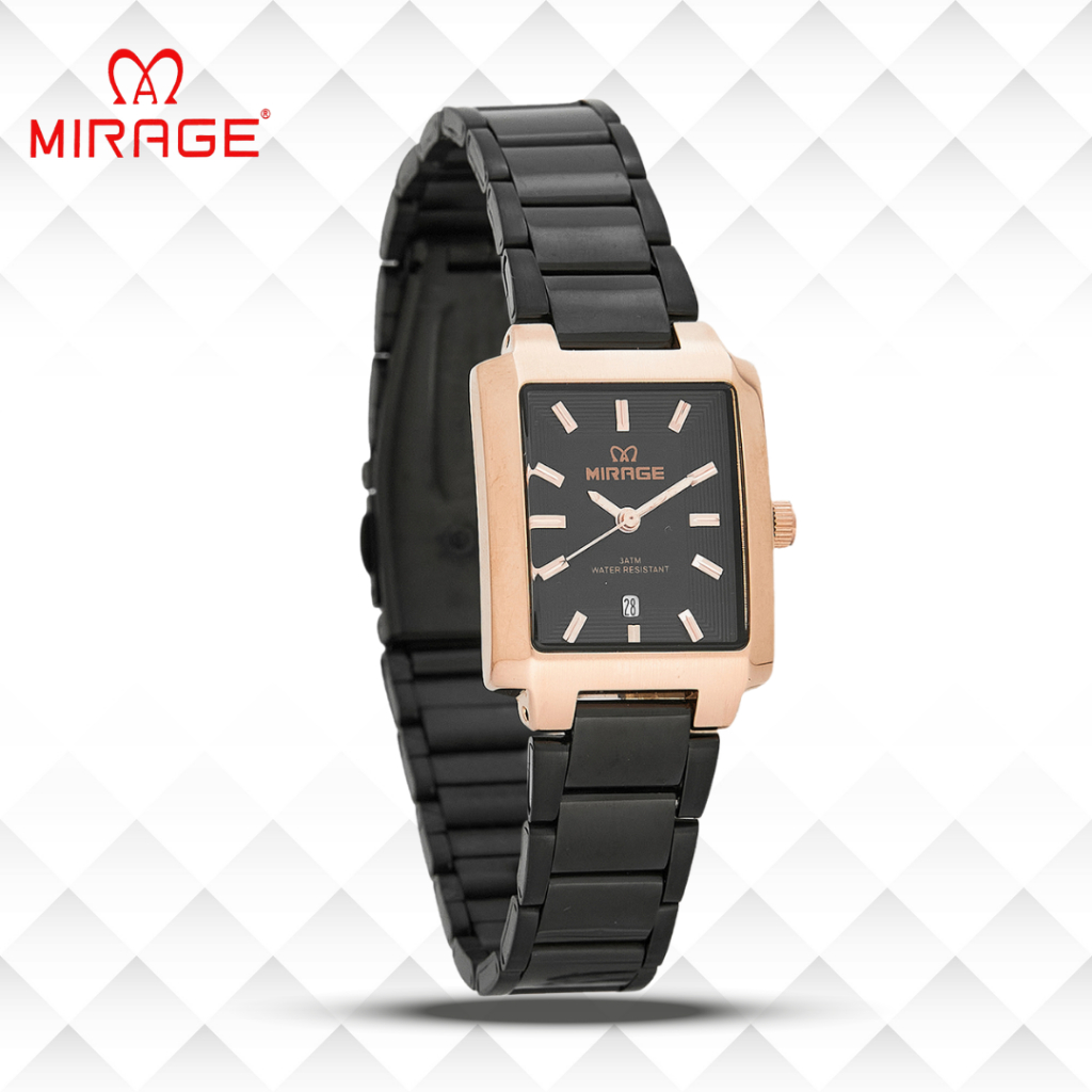 Jual Mirage Jam Tangan Wanita Analog 8545 L Black Rose Gold Original ...