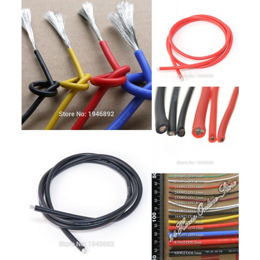 Jual 1meter Kabel Silikon 16AWG silicone wire 16 awg AWG16 Baterry lipo ...