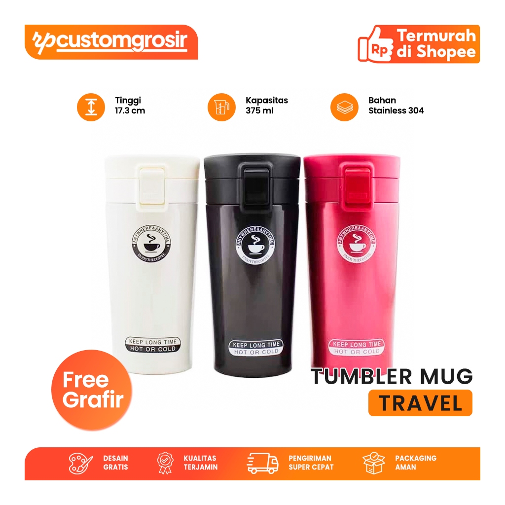 Jual CUSTOM GROSIR TUMBLER COFFEE STAINLESS 304 375ML GRAFIR LASER NAMA ...